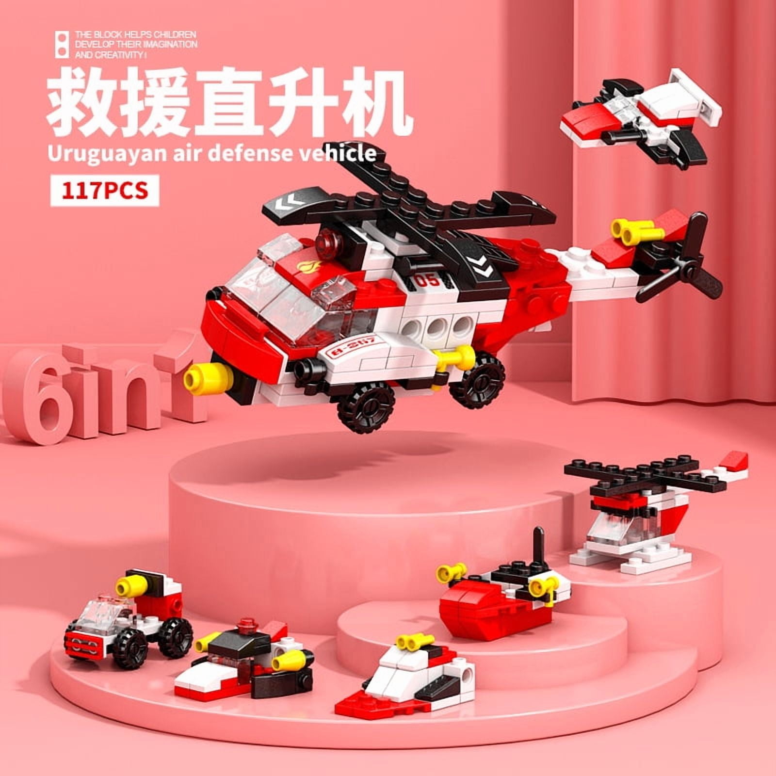 NEW DIY 6in1 Train Track Robot Helicopter Vehicle Building Blocks Kit ...