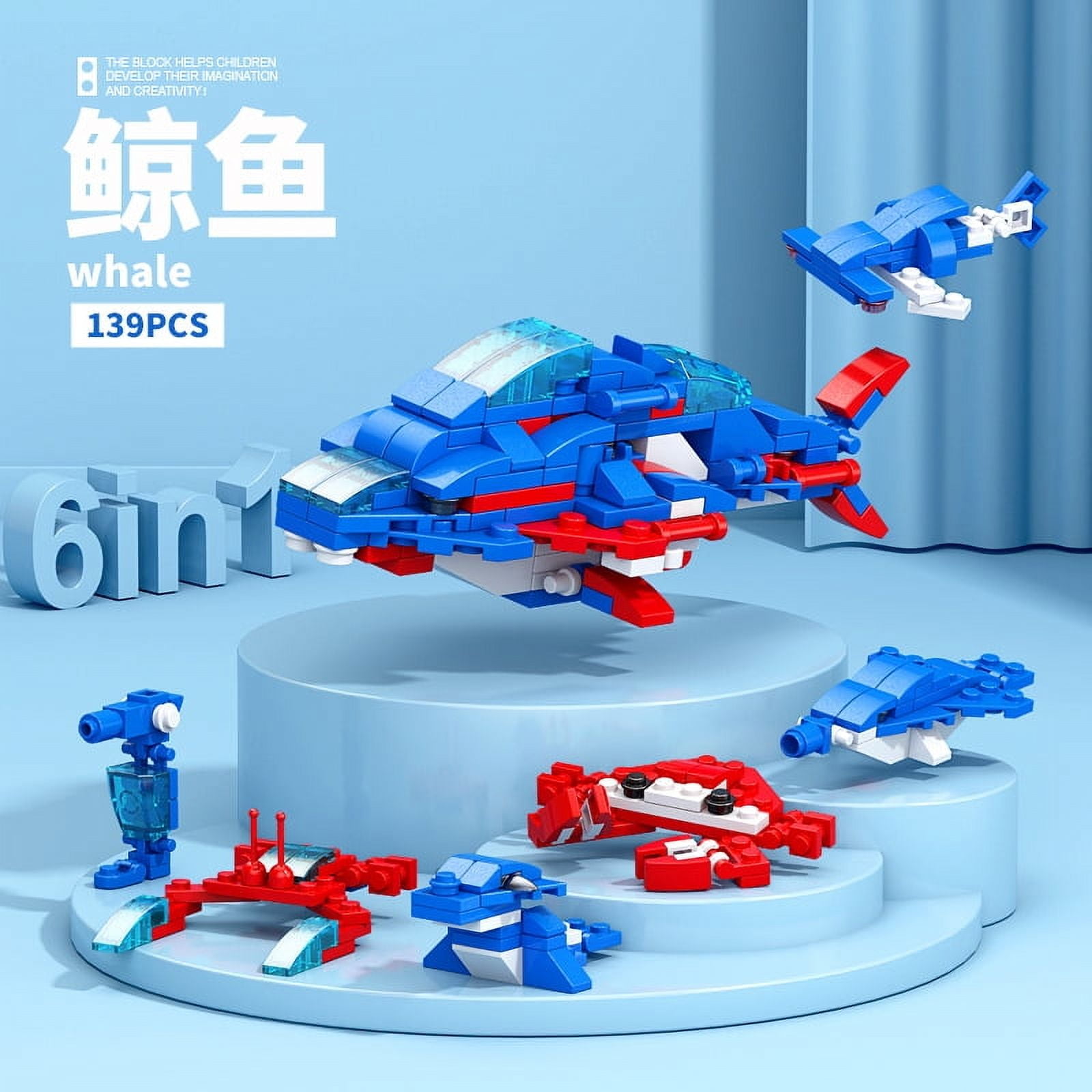 NEW DIY 6in1 Train Track Robot Helicopter Vehicle Building Blocks Kit ...