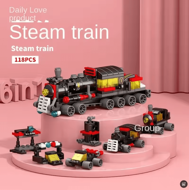 NEW DIY 6in1 Train Track Robot Helicopter Vehicle Building Blocks Kit ...