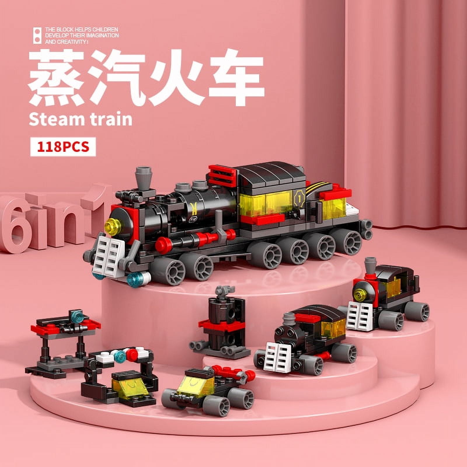NEW DIY 6in1 Train Track Robot Helicopter Vehicle Building Blocks Kit Girls Bricks Movie Model ...