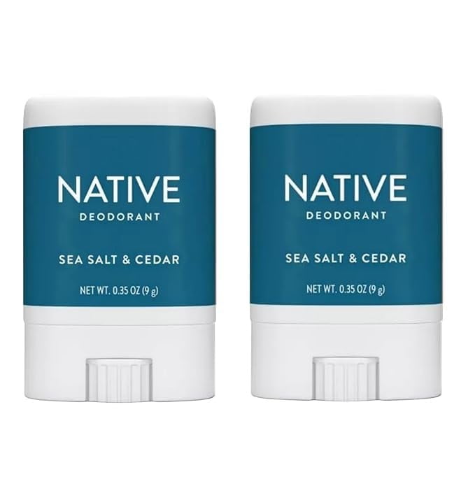 NEW Deodorant Native Mini Sea Salt & Cedar Scent 2 Pack Combo Aluminum ...