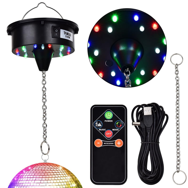 NEW Disco Ball Motor Lights with Remote,3-15RPM Adjustable Spinner 18LEDs for 8 10 12 16 20 24 ...