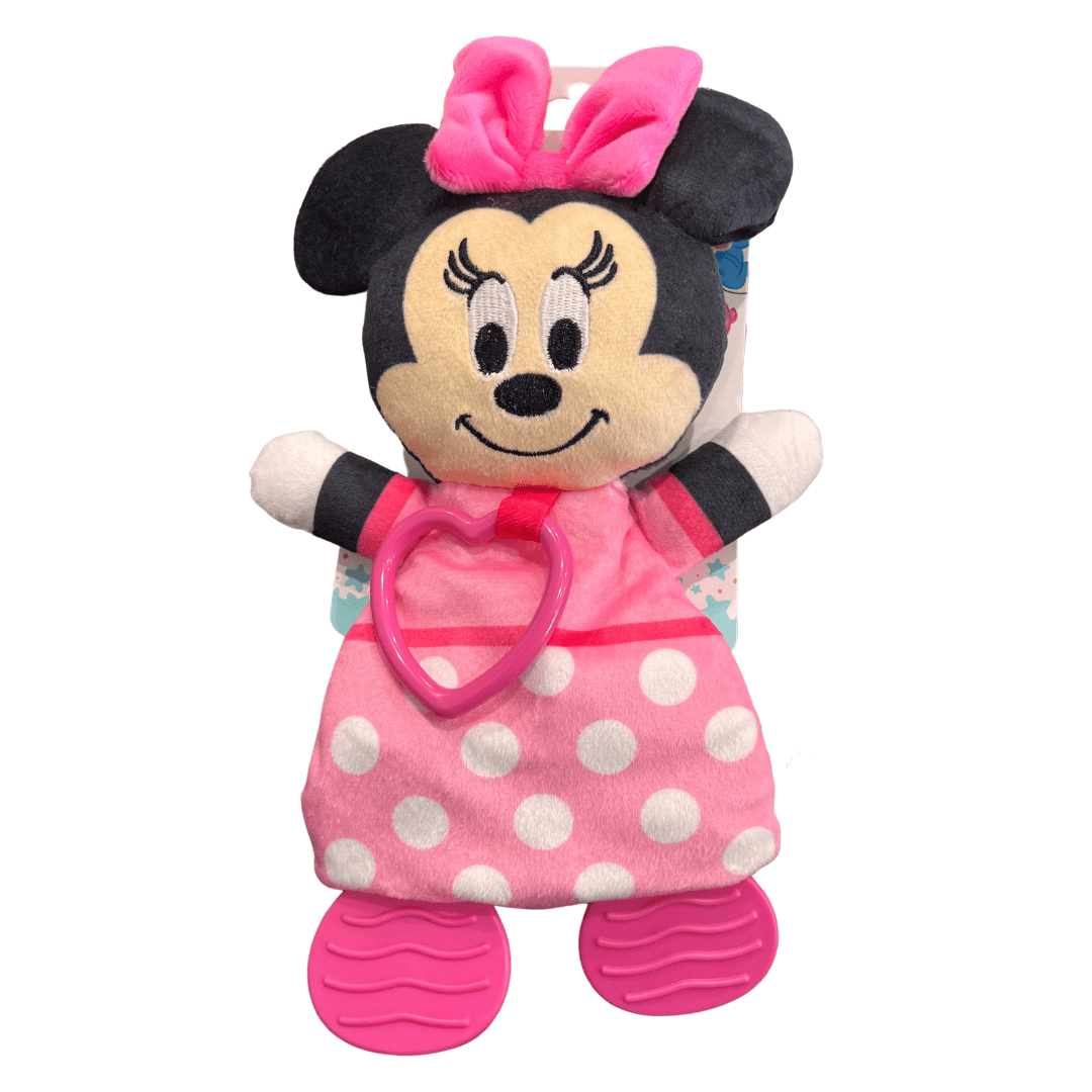 NEW Disney Baby Minnie Mouse Teething Lovey Cuddle Toy 12” Pink Polka ...