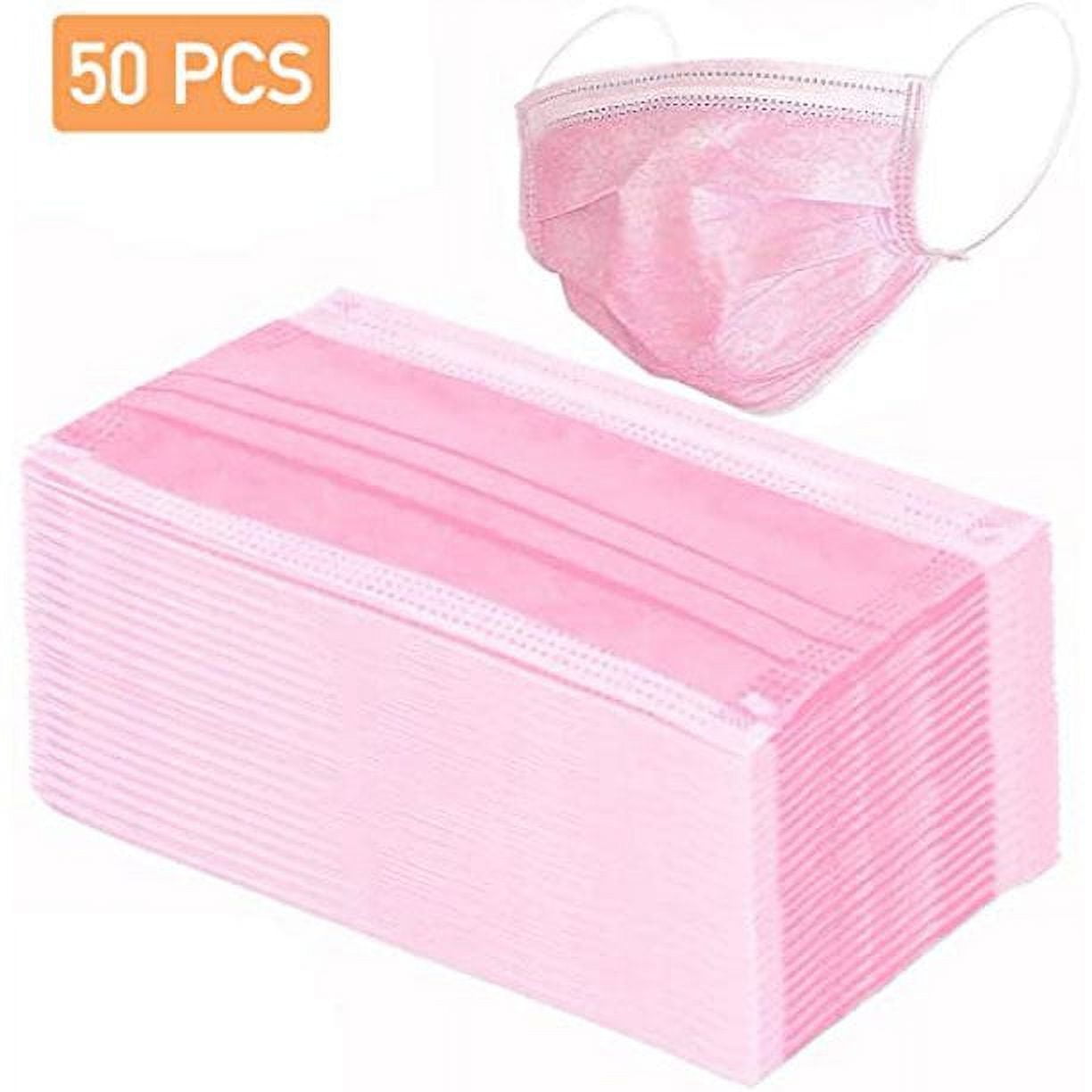 NEW Protective Disposable Pink Face Mouth Mask, 3-Ply Ear Loop, Dust ...