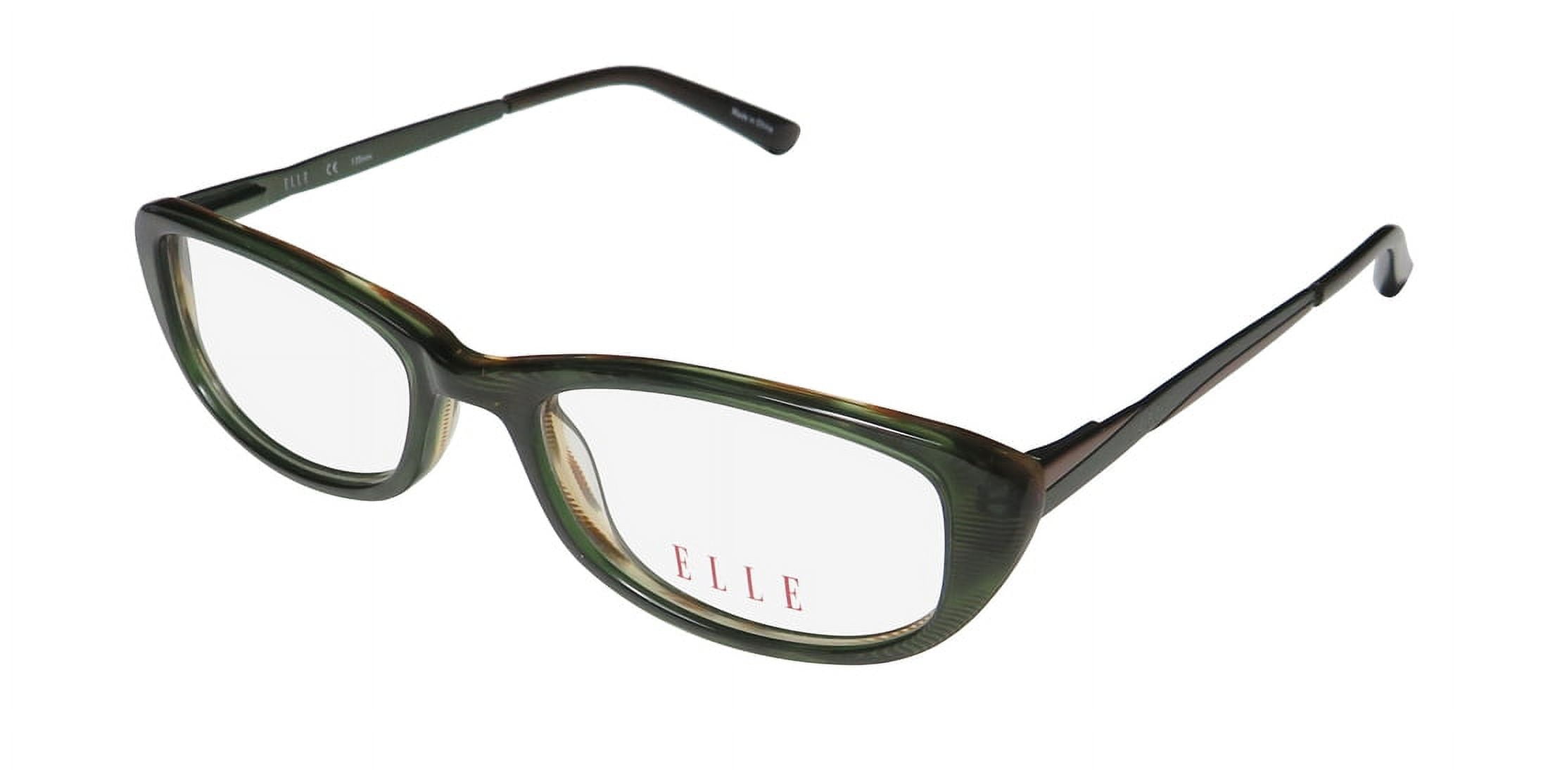 NEW ELLE 13351 WOMENS/LADIES RECTANGULAR FULL-RIM GREEN CAT EYE OPTIMAL ...