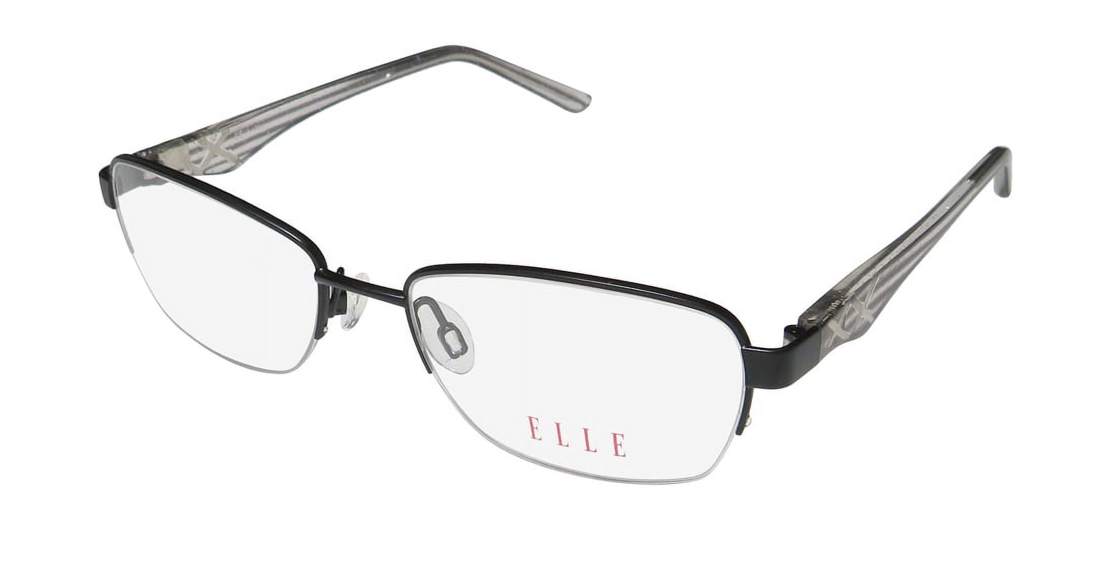 NEW ELLE 13439 WOMENS/LADIES OVAL HALF-RIM BLACK CLEAR PATTERN UNIQUE ...