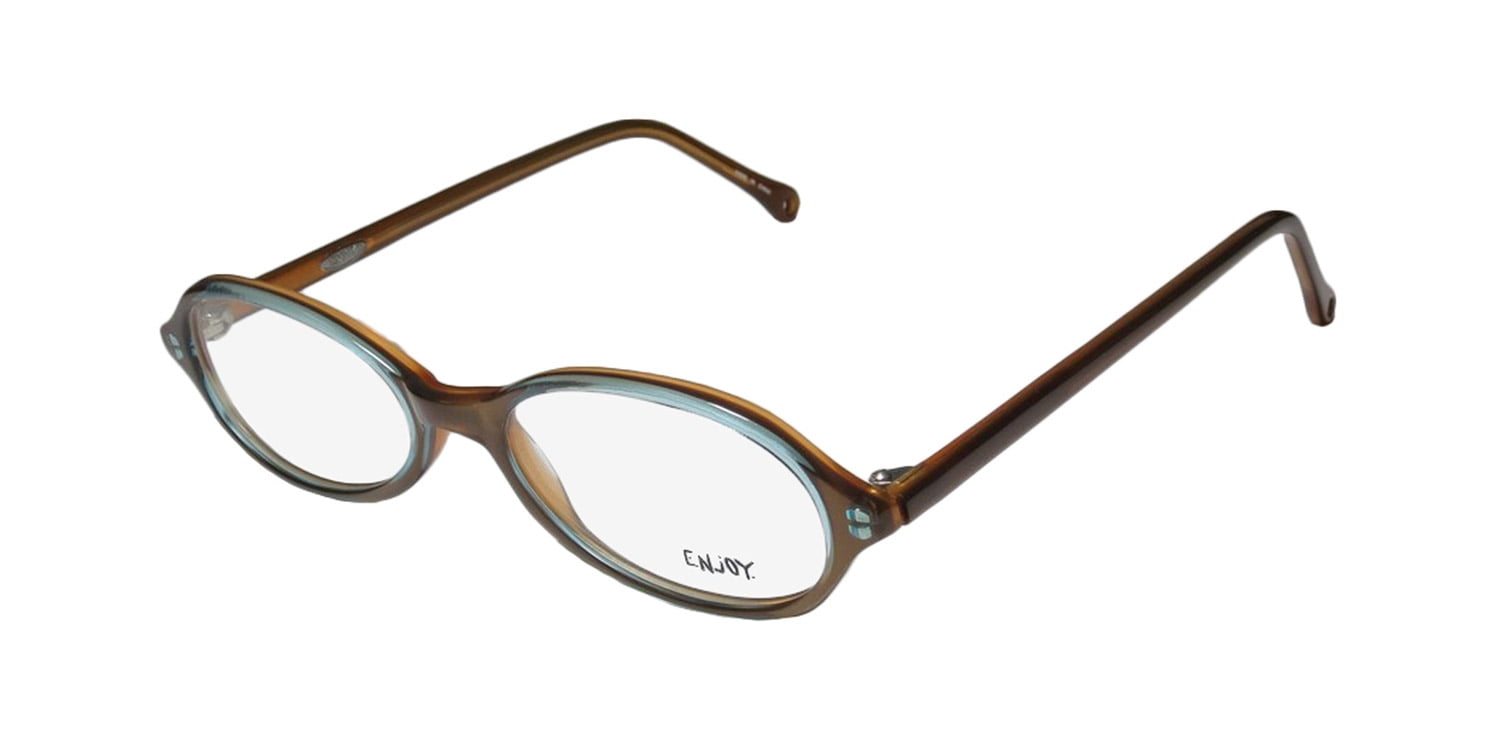 NEW ENJOY 2703 MENS/WOMENS DESIGNER FULL-RIM BROWN / BLUE FRAME DEMO ...