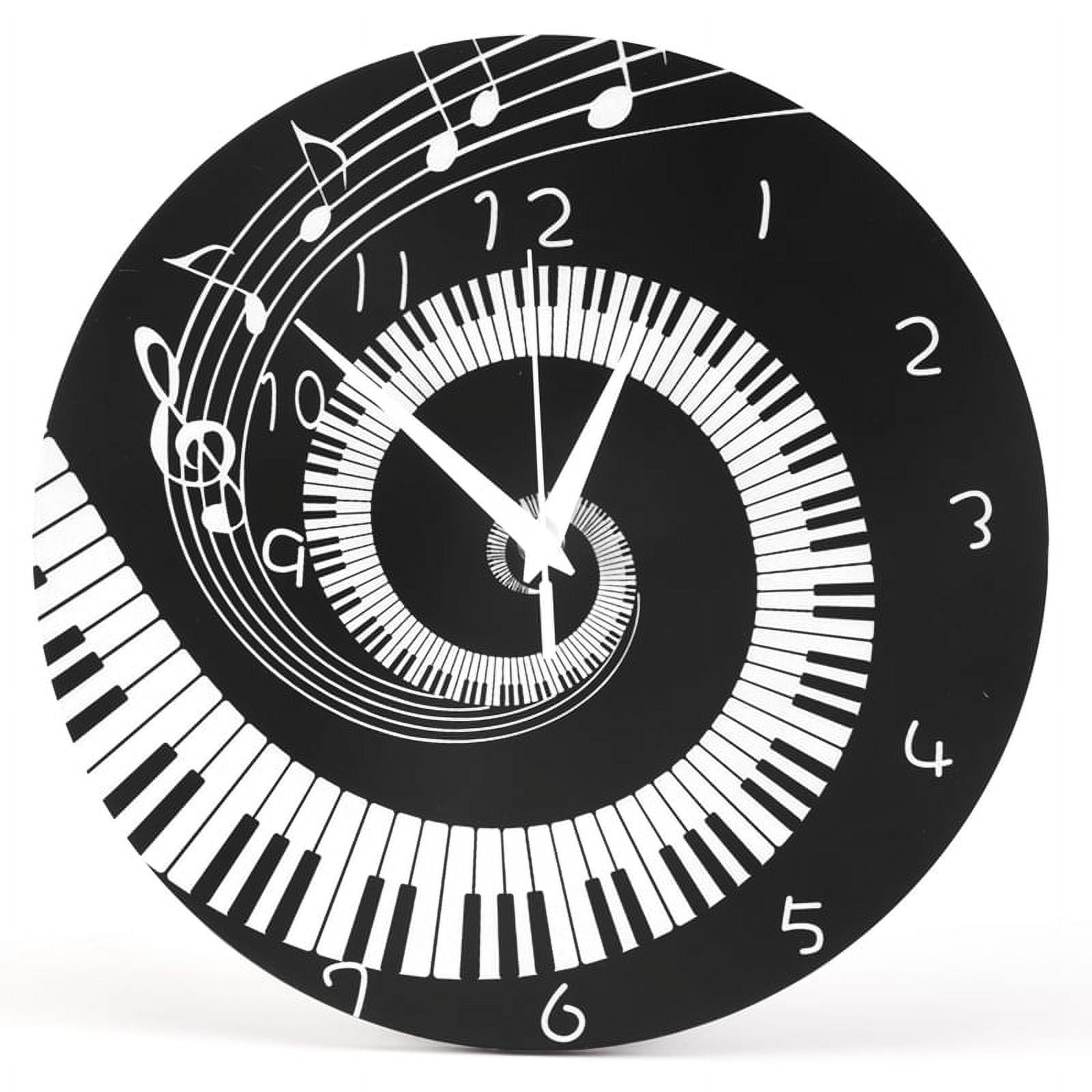 NEW Elegant Piano Key Clock Music Notes Wave Round Modern Wall Without ...