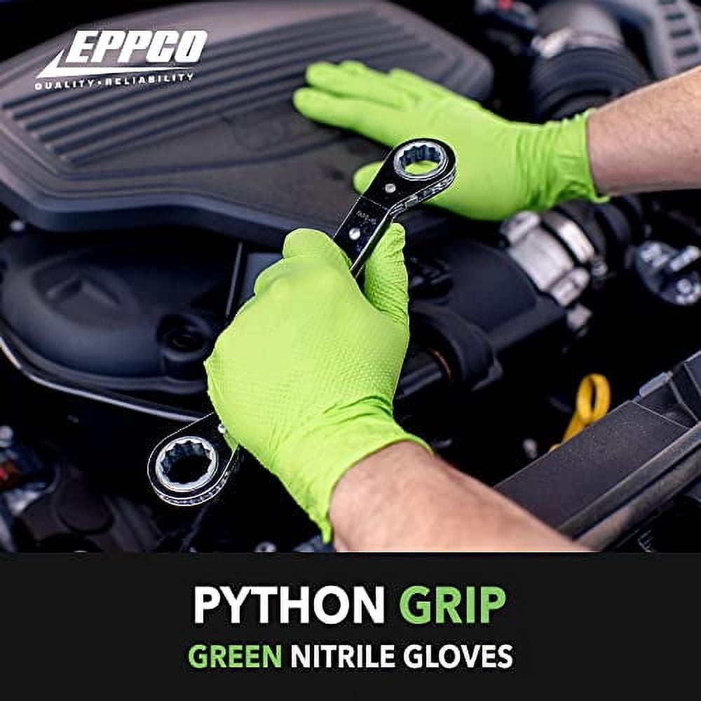 NEW! Eppco PythonGrip Hi-Vis Green Nitrile Gloves - Size L 100 count ...