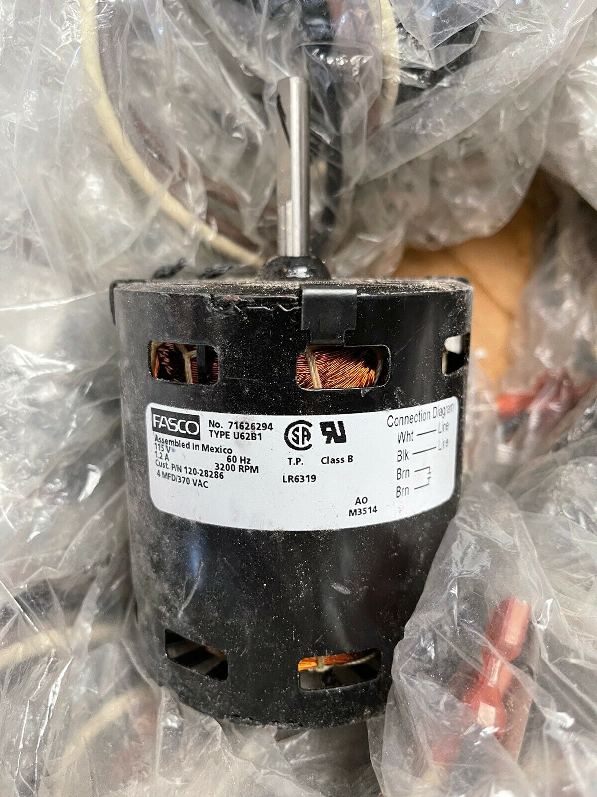 NEW FASCO VENT INDUCE MOTOR 71626294, U62B1, 115V, 1.2A, 60Hz, 120 ...