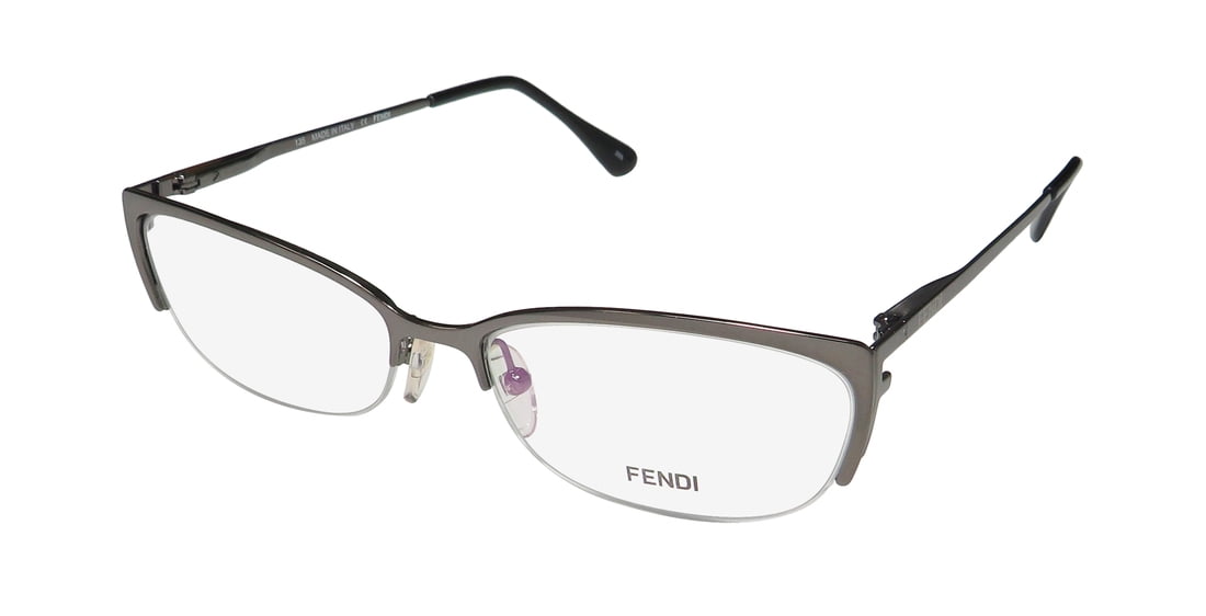 Fendi 995 Women's Cat Eye Half-Rim Eyeglasses, Black Metal & Plastic ...
