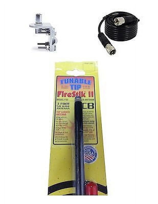 NEW FIRESTIK 2 FS3 B 3FT BLACK CB ANTENNA, 9FT COAX, BRACKET & STUD ...
