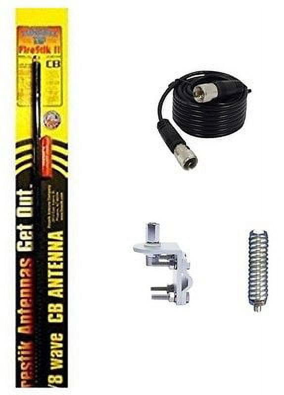 NEW FIRESTIK 2 FS3 B 3FT BLACK CB ANTENNA, 9FT COAX, MOUNT & SPRING ...