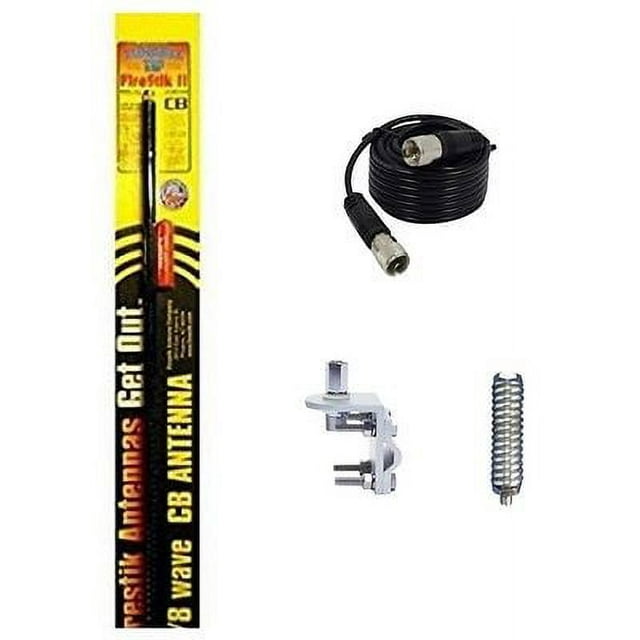 NEW FIRESTIK 2 FS3 B 3FT BLACK CB ANTENNA, 9FT COAX, MOUNT & SPRING ...