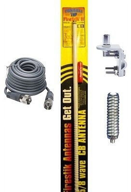 NEW FIRESTIK 2 FS4 4FT WHITE CB ANTENNA, 18FT RG8X COAX, BRACKET,MOUNT ...