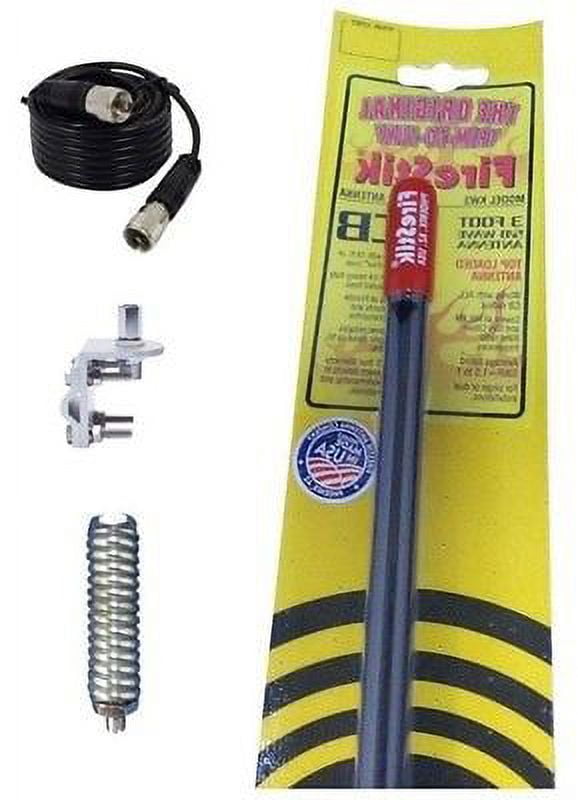NEW FIRESTIK KW3 B 3FT BLACK CB ANTENNA,9FT COAX, MOUNT & SPRING ...