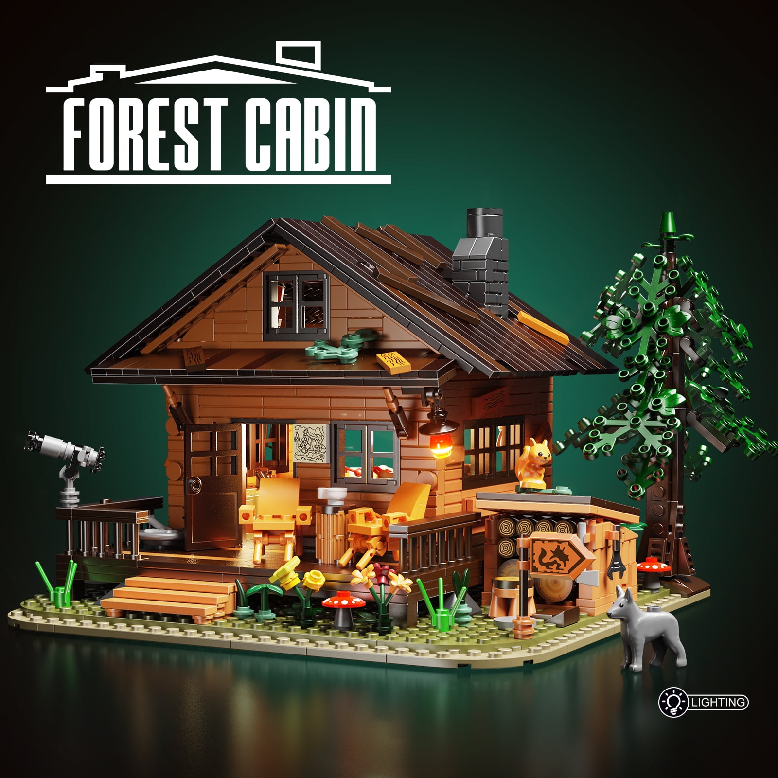 NEW Forest Cabin Building Block Set Ideas Street View House Hut Frame ...