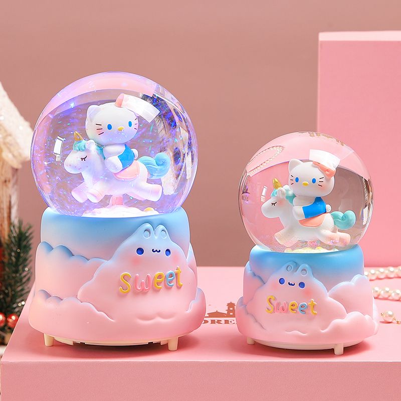 NEW Hello Kitty Kawaii Sanrio Anime Crystal Ball Music Box Cute Cartoon ...