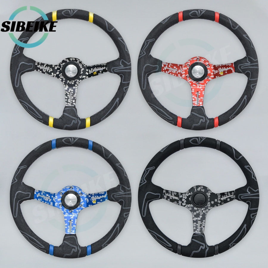 NEW JDM Ultra Graffiti Suede Leather Steering Wheel Deep Corn Racing ...