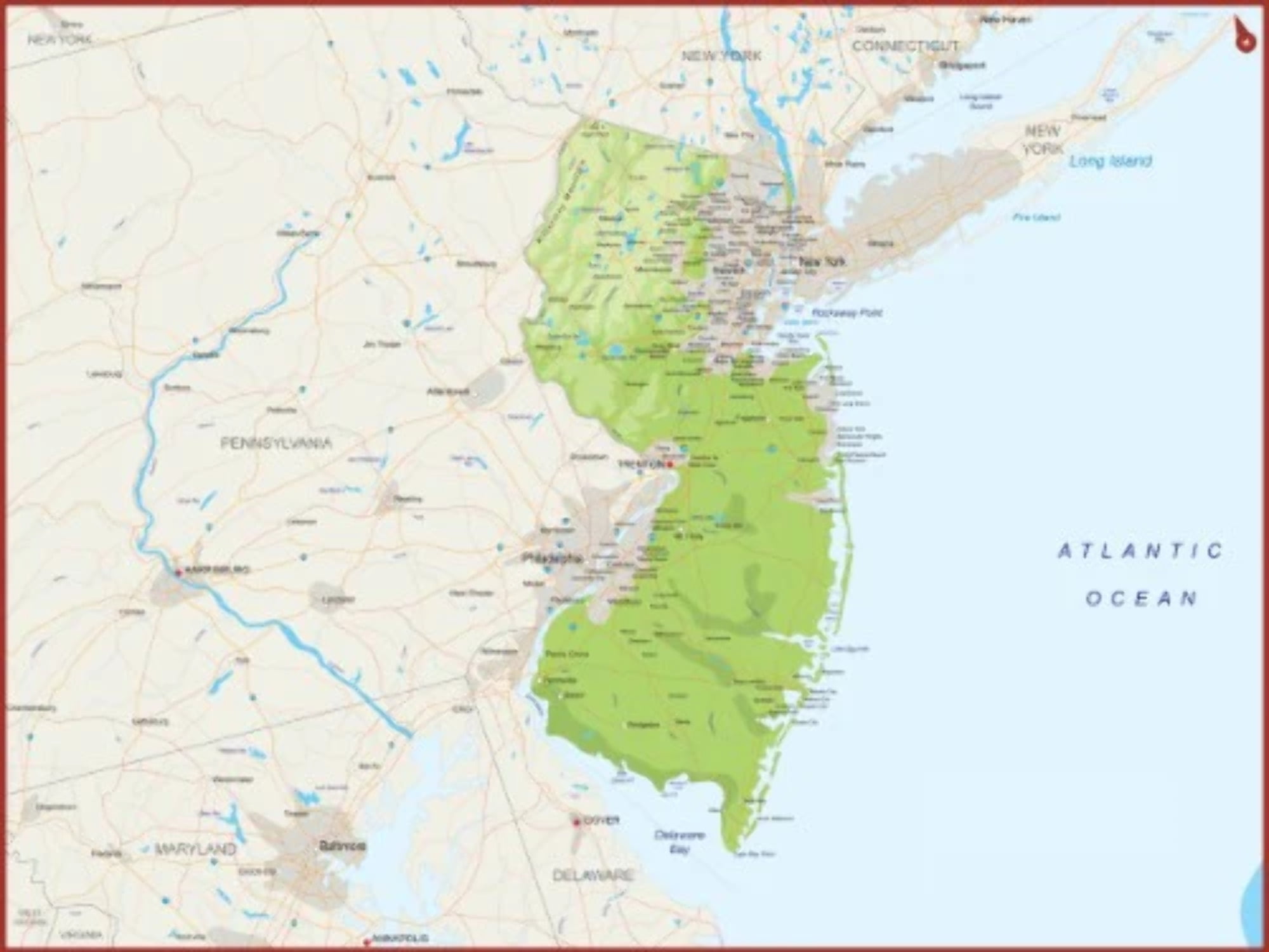 NEW JERSEY STATE ROAD MAP GLOSSY POSTER PICTURE PHOTO BANNER city ...