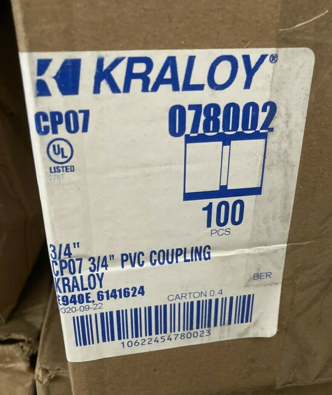 NEW KRALOY CP07 3/4" PVC COUPLING, 078002, LOT OF 100 - Walmart.com
