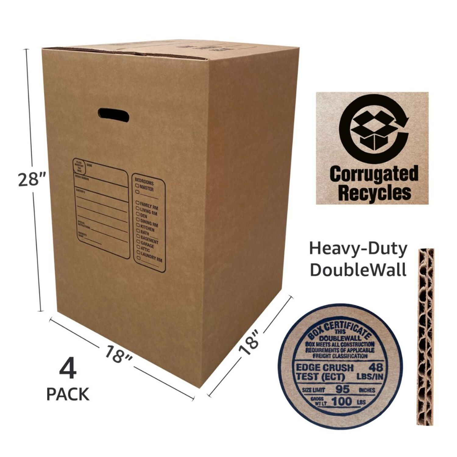 NEW Kitchen Moving Boxes (Deluxe Heavy Duty) - Pack of 4 - Walmart ...