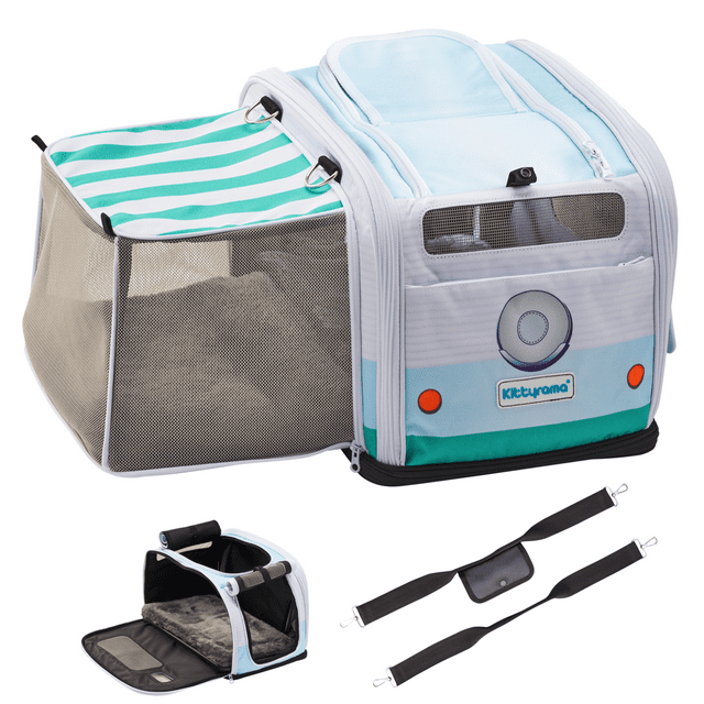 NEW Kittyrama Baby Blue Roamer 2 in 1 Caravan Cat Carrier & Hideaway ...