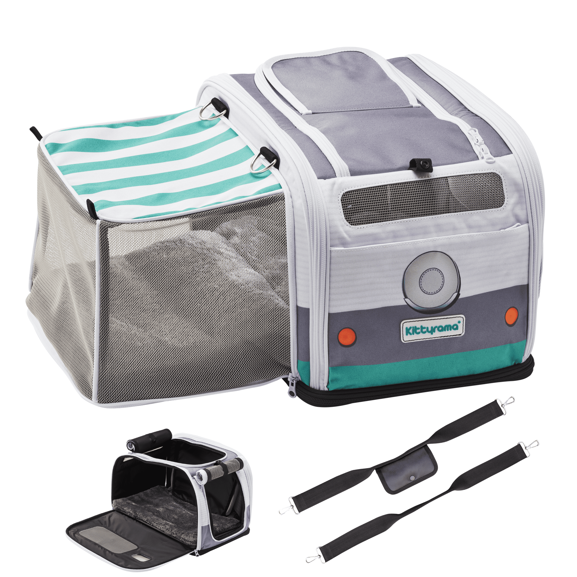 NEW Kittyrama Slate Cruiser 2 in 1 Caravan Cat Carrier & Hideaway. Vet ...