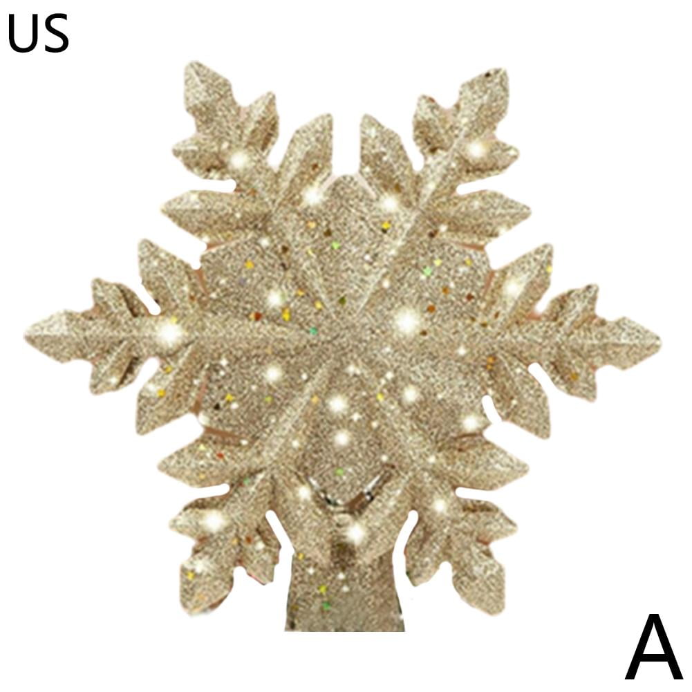 NEW LED CHRISTMAS PROJECTOR TREE TOPPER SILVER / GOLD GLITTER SNOWFLAKE ...