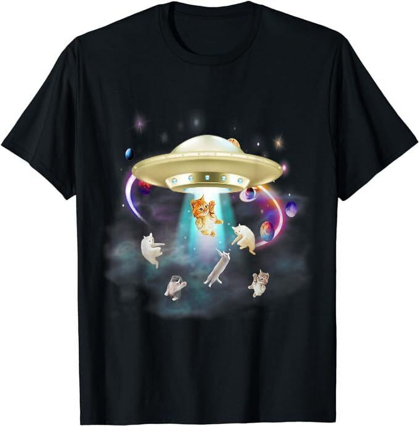 NEW LIMITED Aliens Abducting Cats Into Flying Ufo Saucer, Cat Lover ...