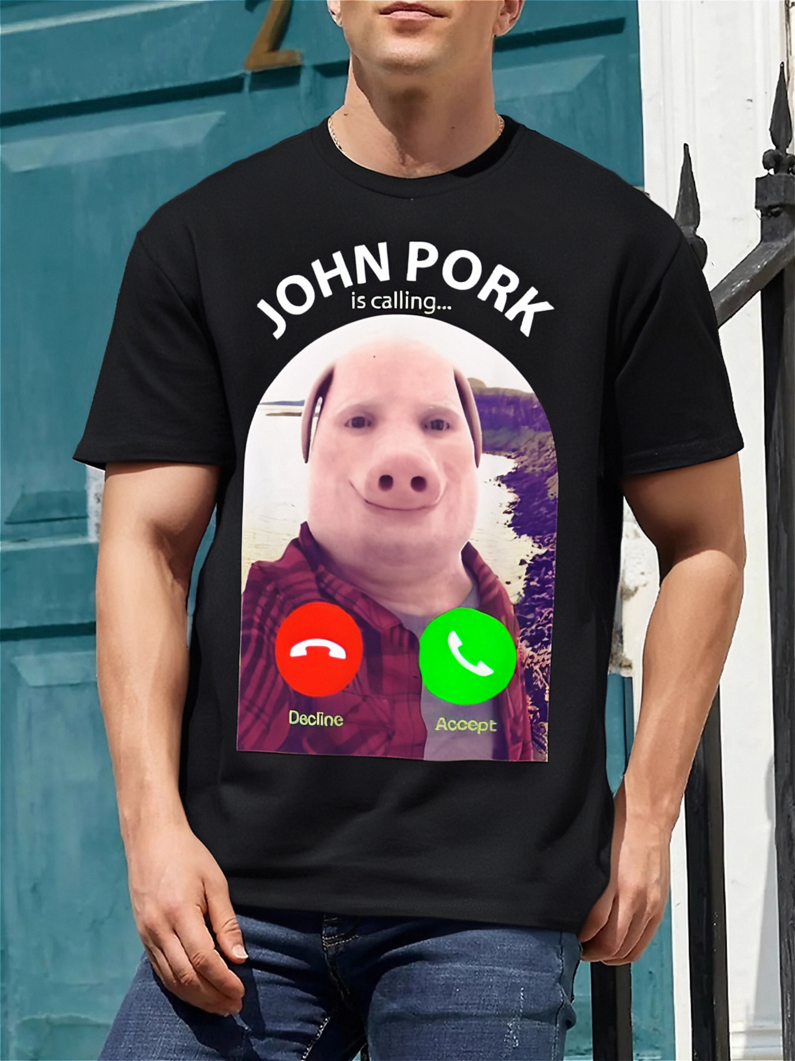 NEW LIMITED Funny Pig Meme John Pork Is Calling Answer Call Phone T ...