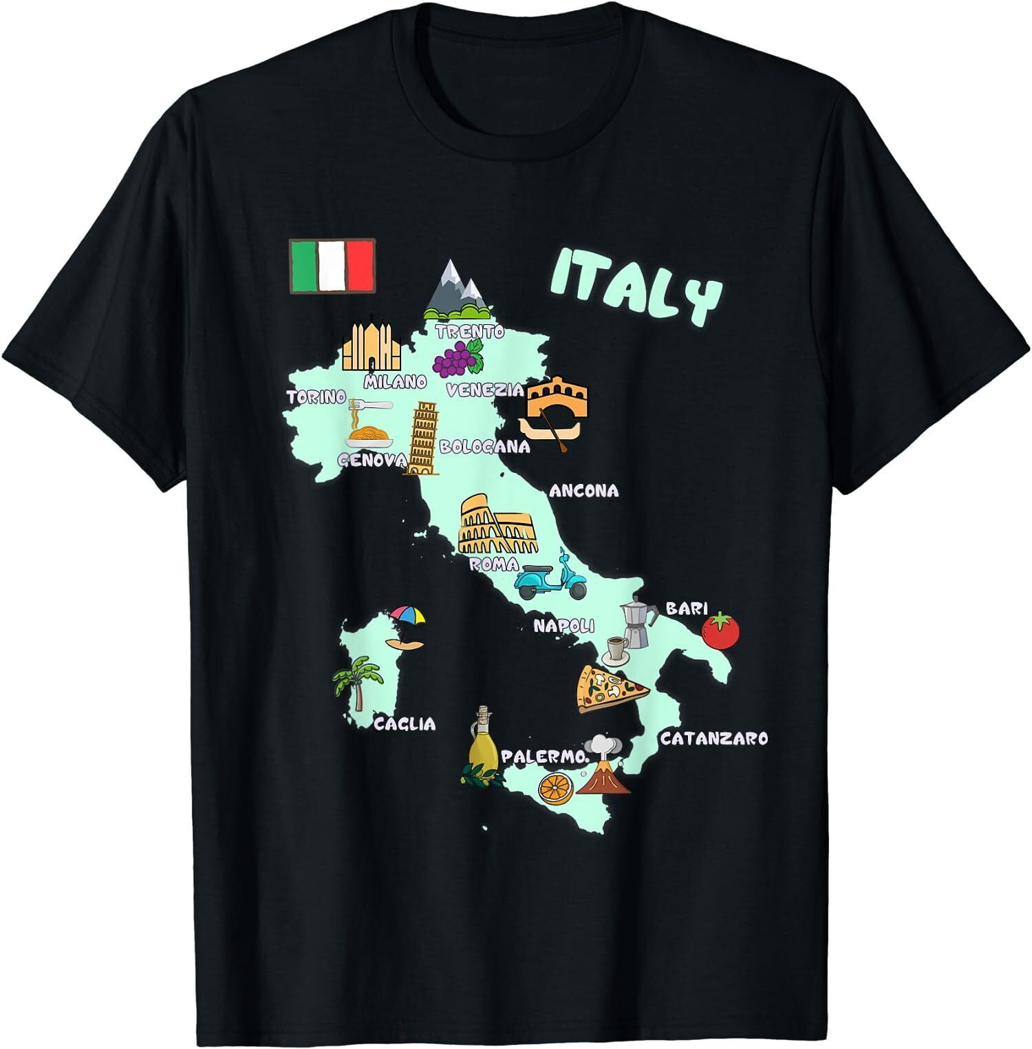 NEW LIMITED Italy Map Italian Symbols Cities Italian Flag - Walmart.com