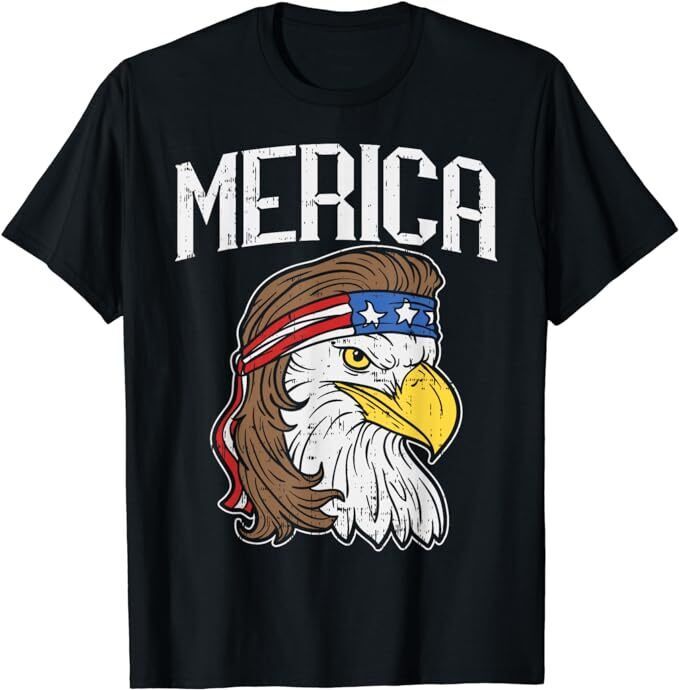 NEW LIMITED Merica Eagle Mullet Shirt 4th of July Redneck Patriot T ...
