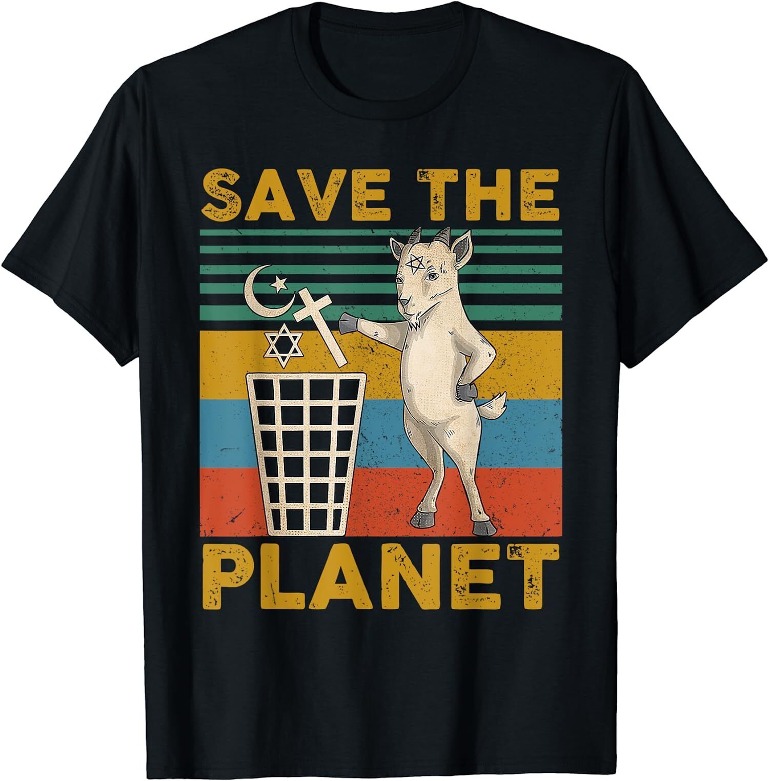 NEW LIMITED Satanic Goat Hail Satan Save The Planet T-Shirt - Walmart.com