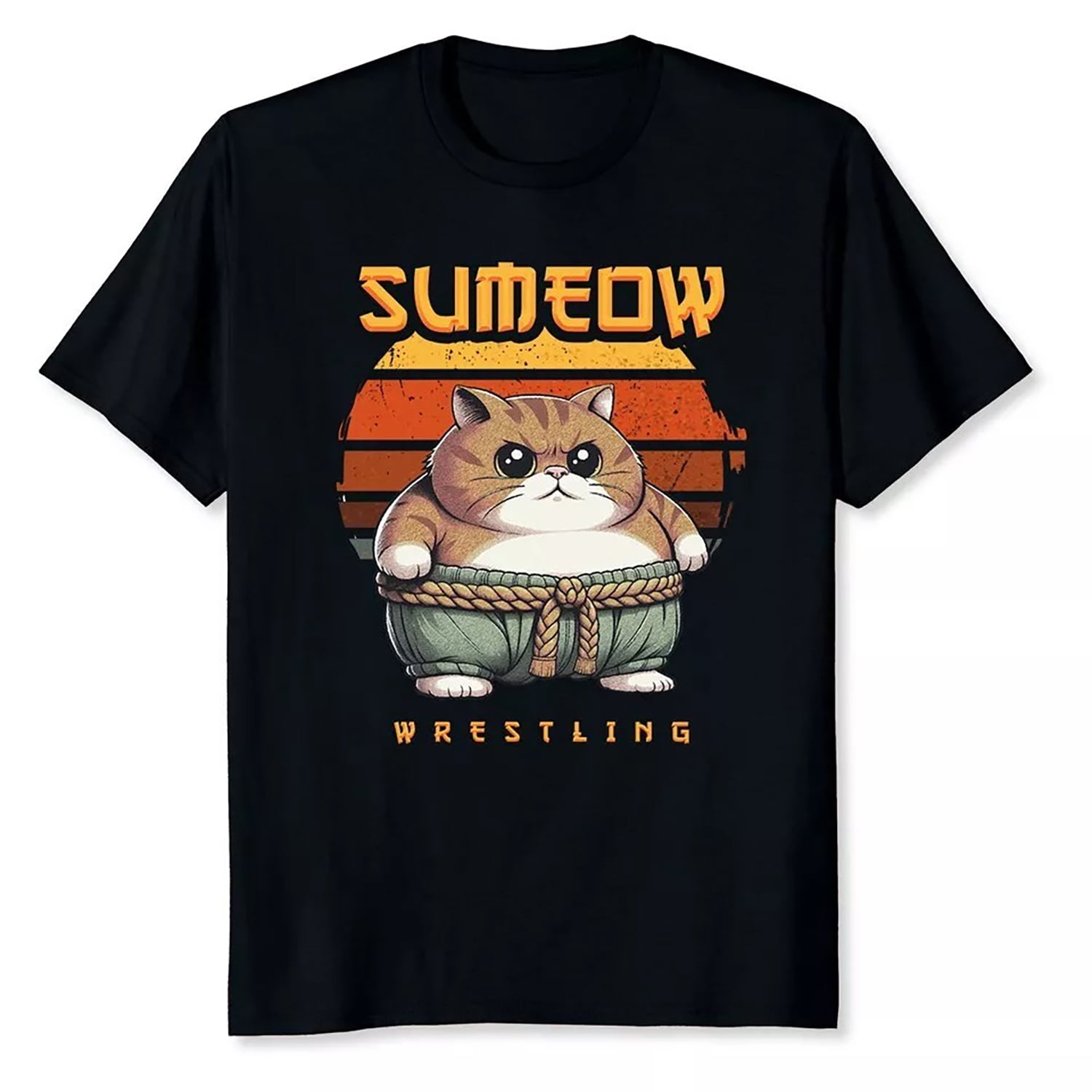 NEW LIMITED Sumo Cat Japanese Funny Kawaii Cat Art T-Shirt - Walmart.com