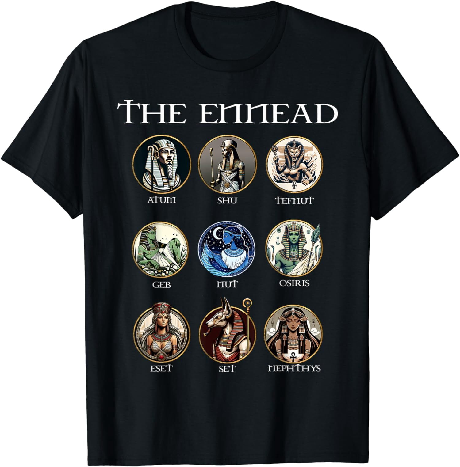 NEW LIMITED The Ennead Ancient Egyptian Gods Mythologys Design Tee T ...