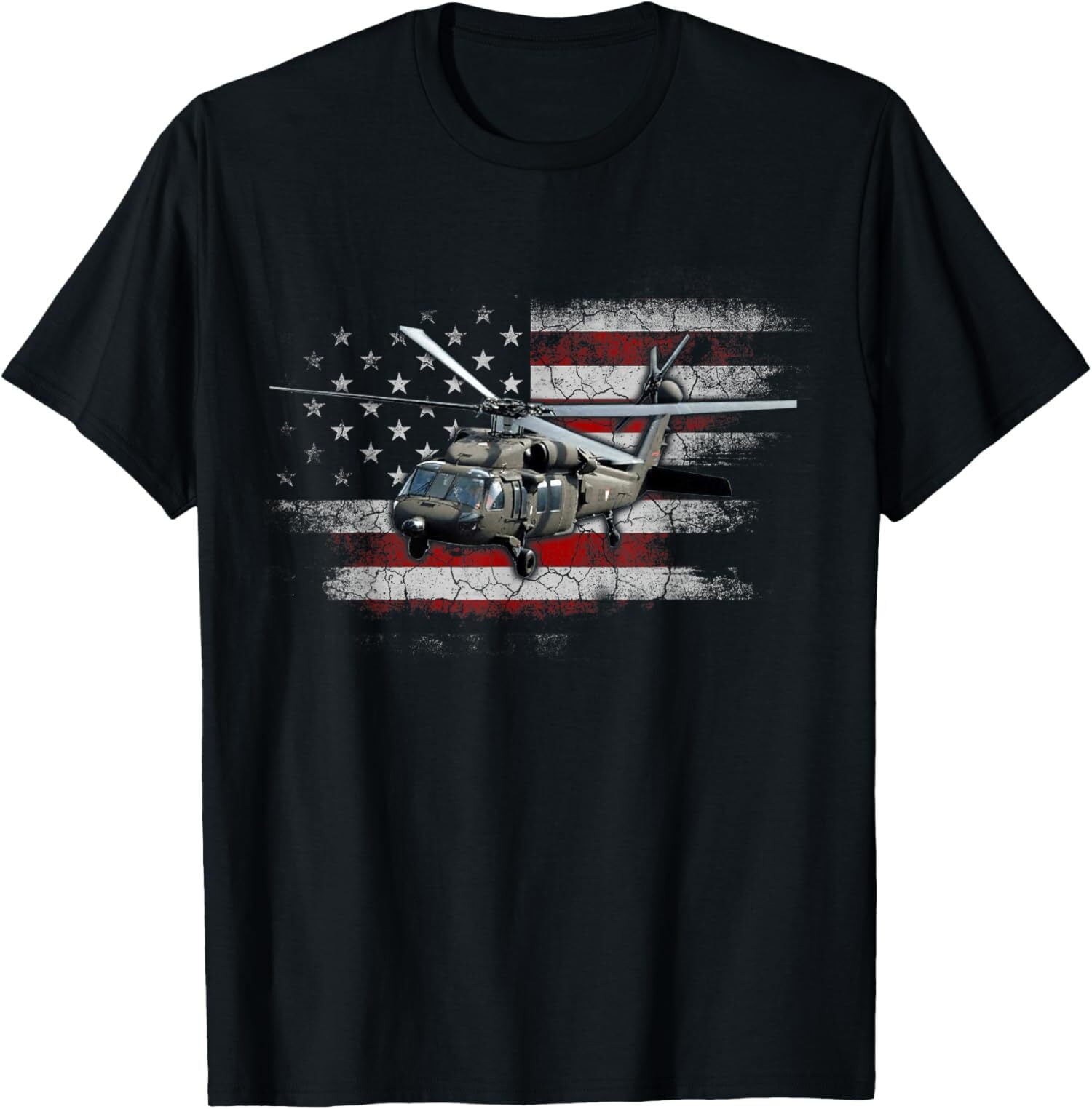 NEW LIMITED UH-60 Black Hawk Helicopter American Flag Veteran Vintage T ...