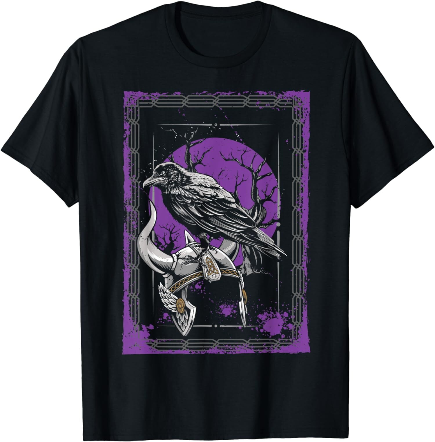 NEW LIMITED Vintage Purple Moon Norse Viking Odin Raven Balck Crow Shirt S-3XL - Walmart.com