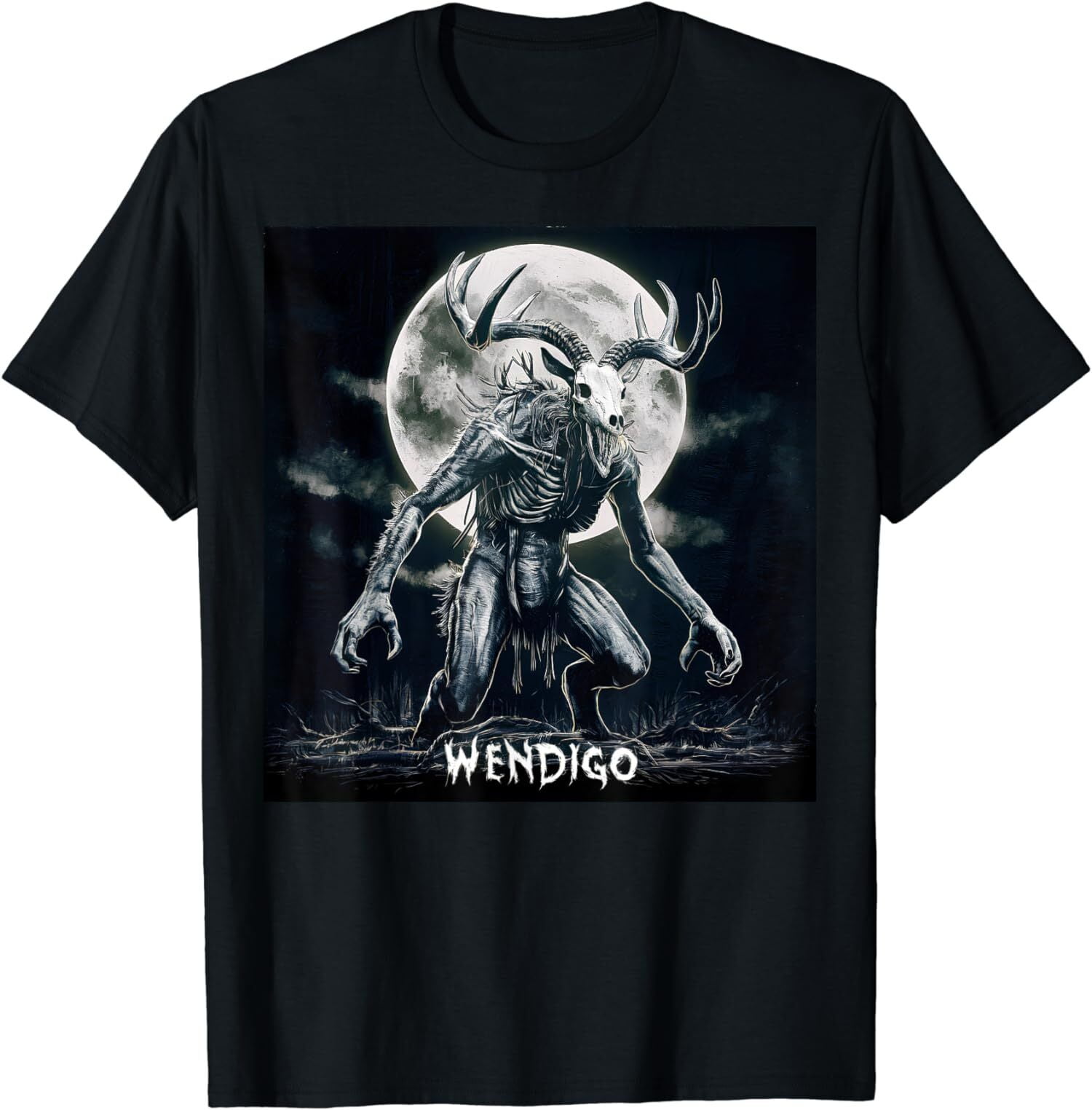 NEW LIMITED Wendigo Cryptid Creepy Skinwalker Evil Horror Design Tee ...