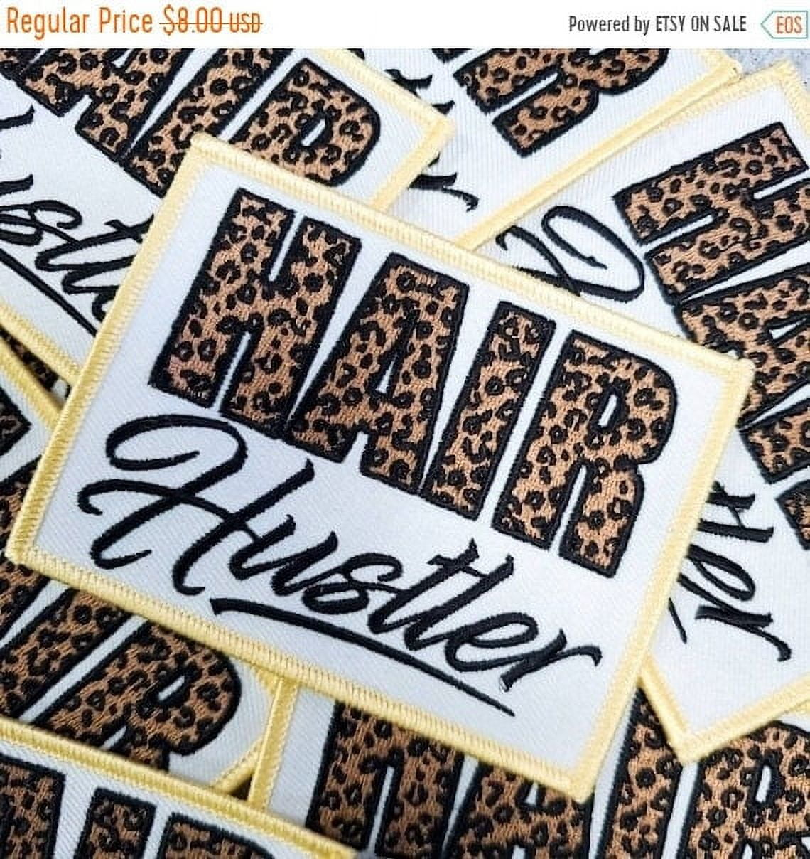 NEW, Leopard "Hair Hustler" Stylist Badge, 1 Pc., Iron-on Merit Badge ...