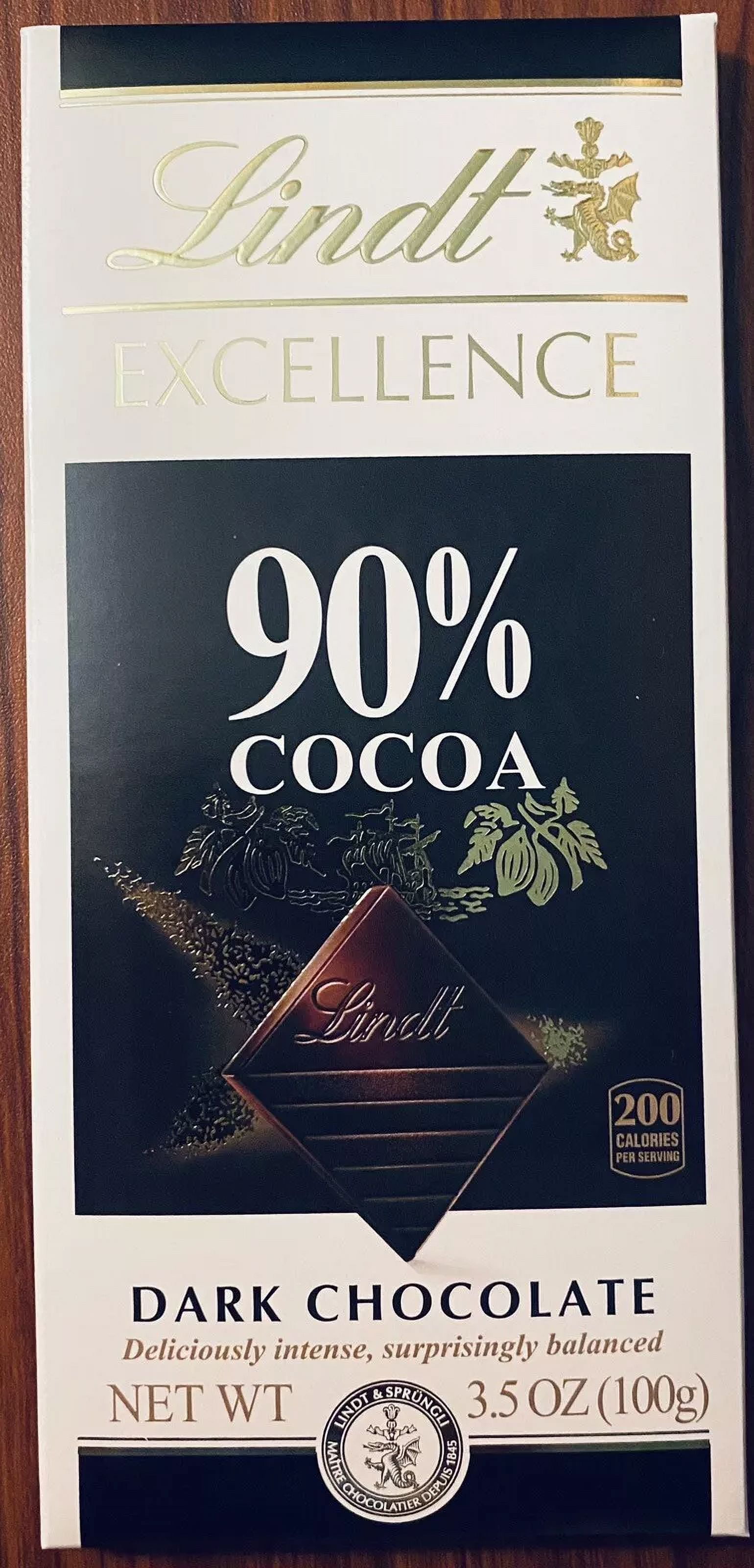 NEW Lindt intense Dark Chocolate 90% Cocoa EXCELLENCE Bar 3.5 oz 1 Bar ...