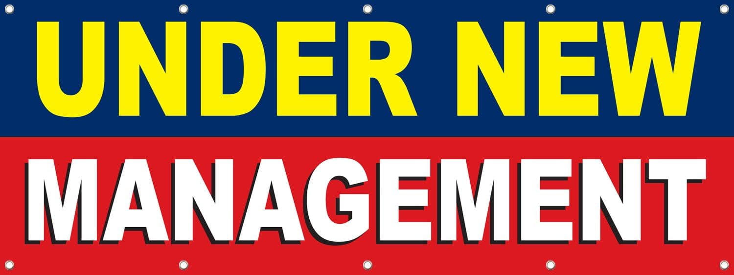 UNDER NEW MANAGEMENT Banner Signs Indoor Outdoor 10oz Vinyl Banners ...