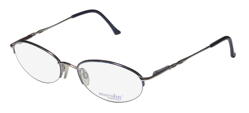 NEW MARCOLIN 7222 WOMENS/LADIES DESIGNER HALF-RIM SILVER / BLUE HALF ...