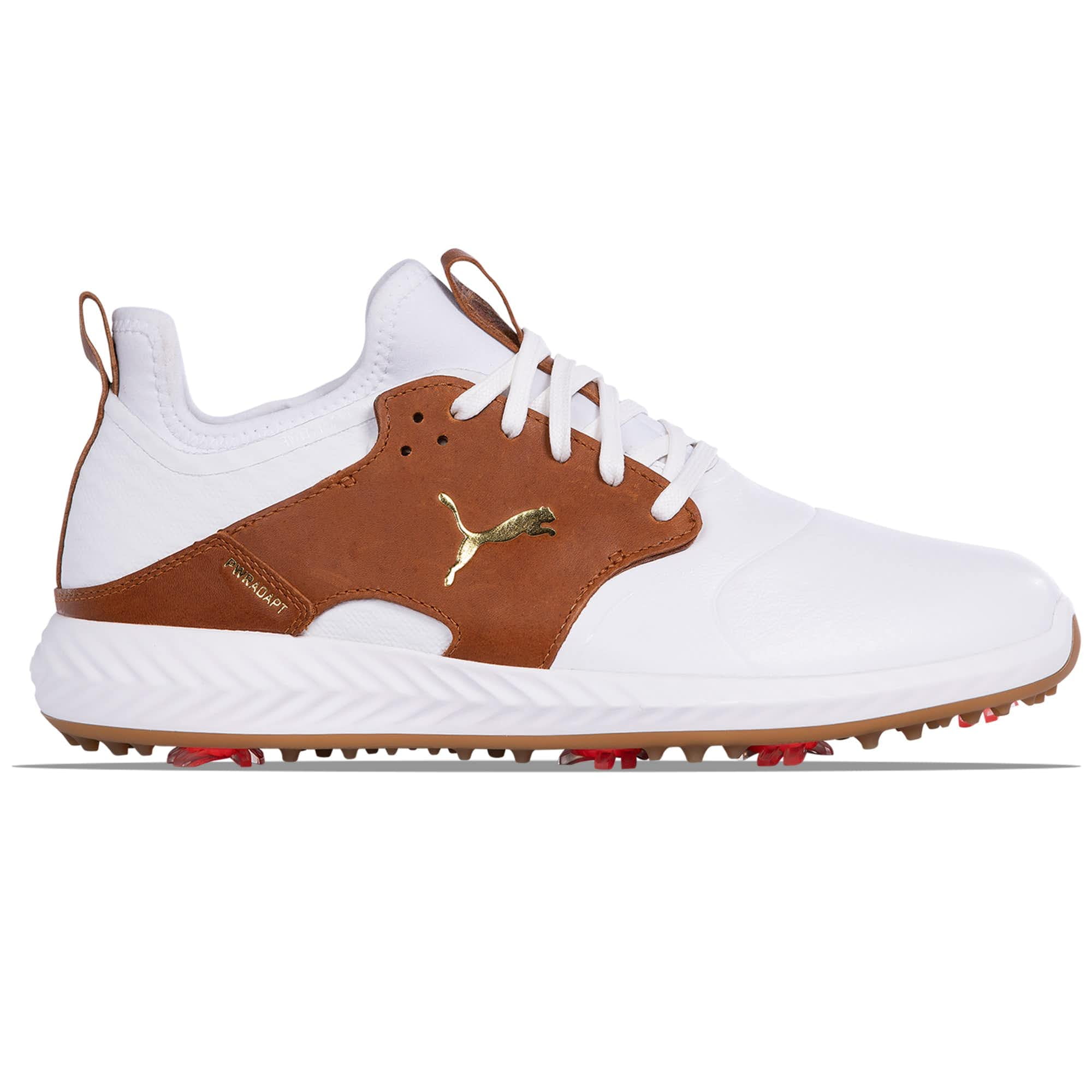 NEW Mens Puma Ignite PWRADAPT Caged Crafted Golf Shoes White / Brown 10 ...