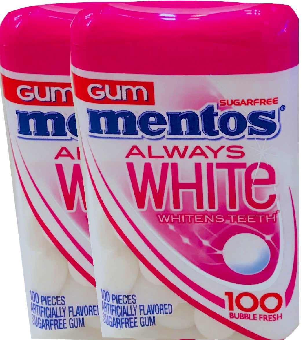 NEW Mentos Gum Sugar-free Whitens Teeth Chewing Gum Peppermint/Bubble ...