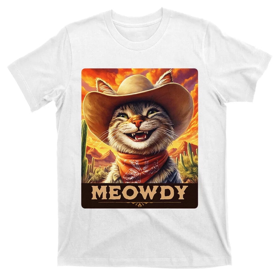 NEW Meowdy Cowboy A Furry Friend In The Wild West Cat T-Shirt - Walmart.com