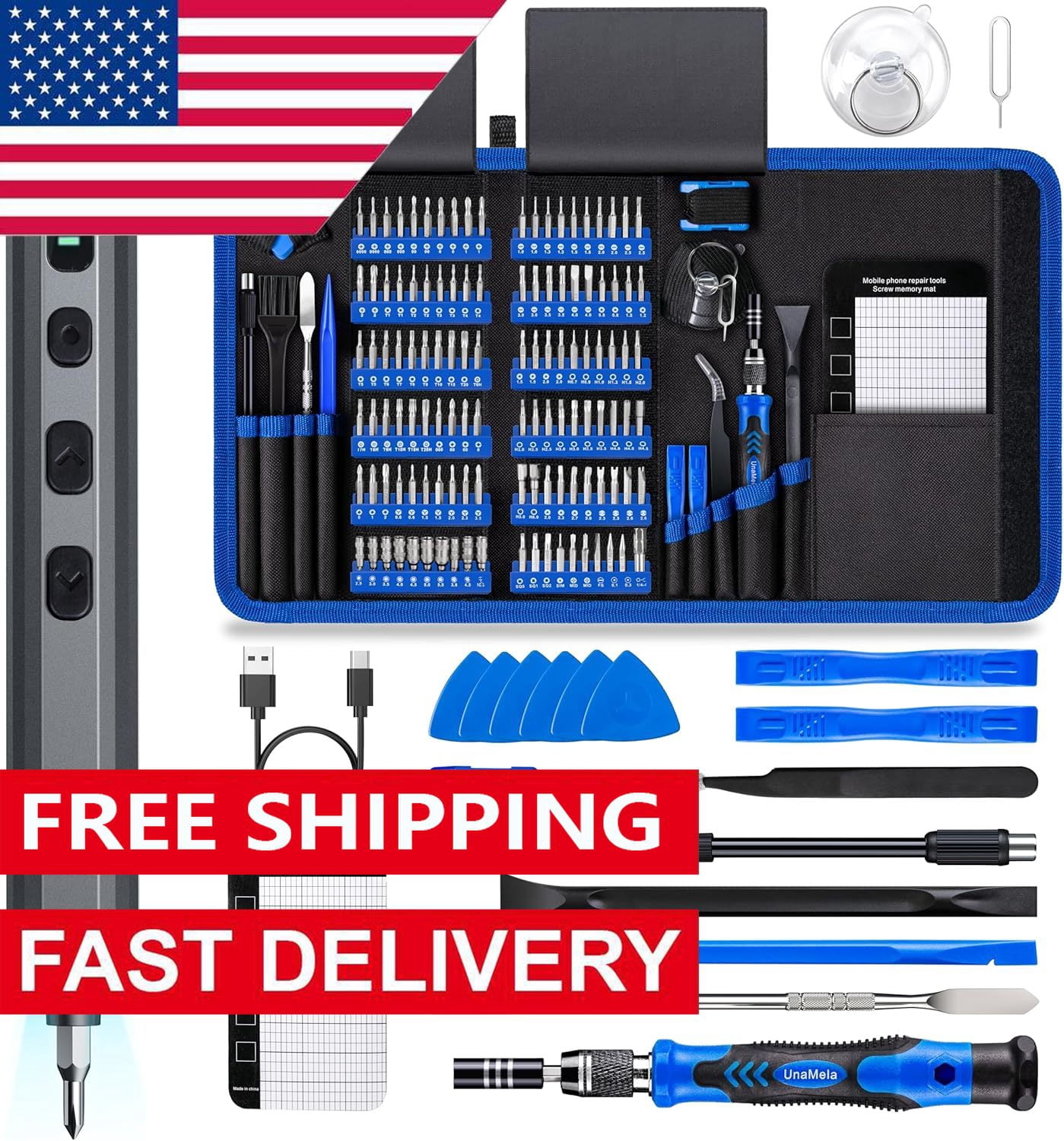 NEW Mini Electric Screwdriver Set 140-IN-1: UnaMela Small Electric ...