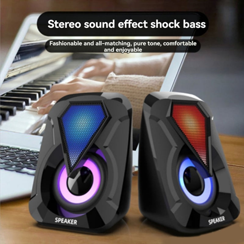 NEW Mini USB Wired Computer Speaker RGB Lighting Desktop Gaming High ...
