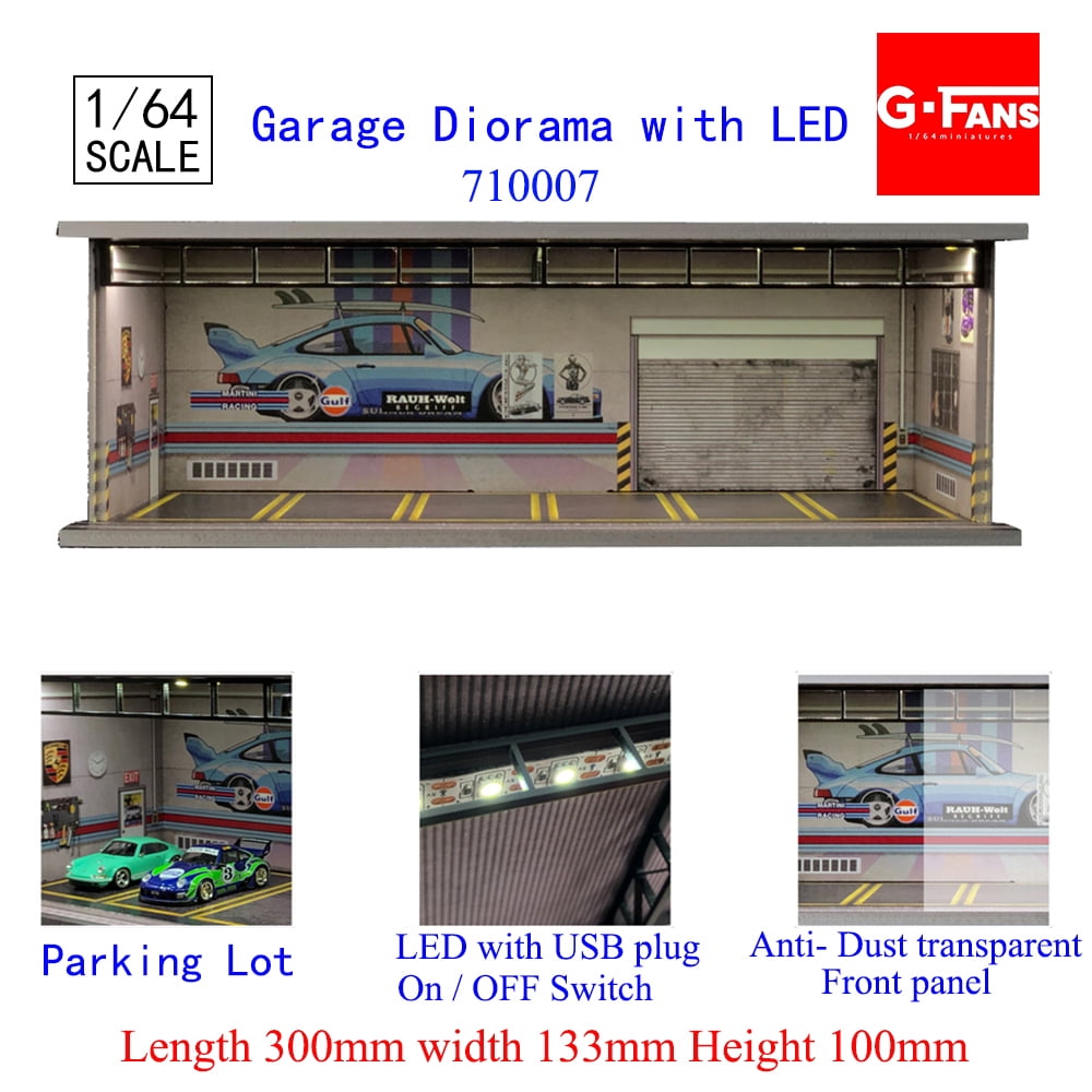 NEW Model 1:64 Parking Garage Assembled Scene Diorama w Light Car ...