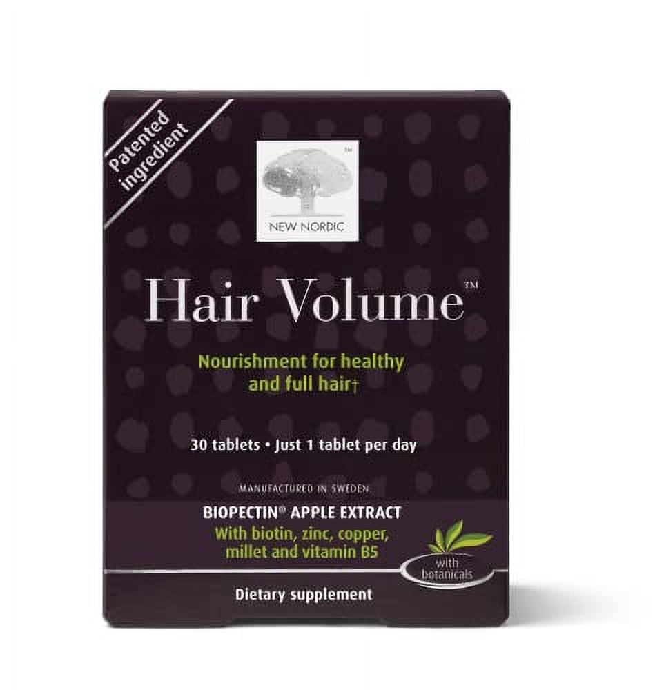 NEW NORDIC Hair Volume Tablets | 3000 mcg Biotin & Biopectin Apple ...